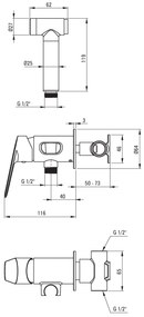 Deante Jasmin, podomítková bidetová baterie, chromová, BGJ_034M