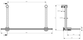 Sapho Závěsná skleněná polička na sprchovou zástěnu 400x180x125mm, chrom - 1301-15