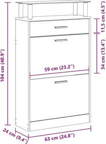 vidaXL Marketos Botník se zásuvkou a horní skleněnou poličkou dřevo bílý