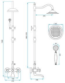 Sprchový komplet REA BERGAMO OLD černý