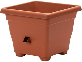 Plastia Pflanztopf „Bergamot“ Mit Dochtbewässerung – 30x30 Cm, Terracotta, Quadratisch Mit Wasserspeicher