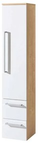 Mereo, Bino, koupelnová skříňka vysoká 163 cm, pravá, bílá/dub CN678
