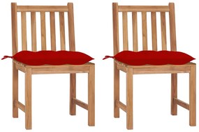 Zahradní židle 2 ks s poduškami masivní teak 3062937