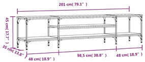 TV stolek šedý sonoma 201x35x45 cm kompozitní dřevo a železo