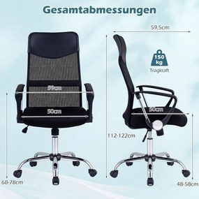 Costway Ergonomická kancelářská židle s funkcí kolébky, výškově nastavitelná