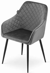 Jídelní židle NUGAT samet - šedá (černé nohy)