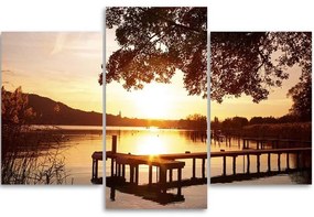 Gario Obraz na plátně Jezero při západu slunce - 3 dílný Rozměry: 60 x 40 cm