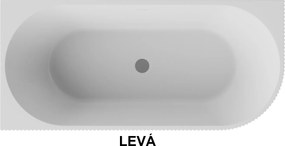 Besco Denaya vana asymetrická volně stojící 150 x 75 cm levá sifon s přepadem černá barva černá bílá VANDENA150BWLB