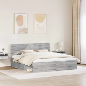 Rám postele Šedá Sonoma 200 x 200 cm Masivní borové dřevo 3412038