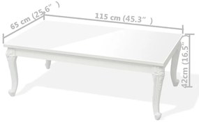 vidaXL Konferenční stolek 115 x 65 x 42 cm vysoký lesk bílý