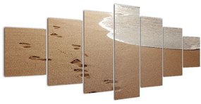 Obraz - stopy v písku a moře (210x100 cm)