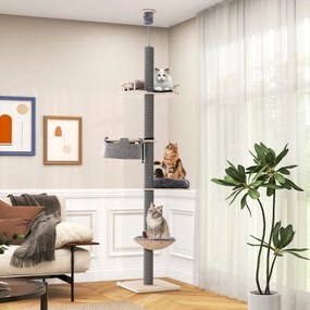 Costway Cat tree strop vysoký 236-271 cm od podlahy ke stropu kočičí nábytek