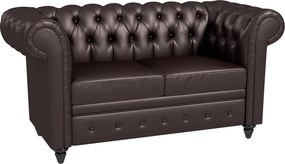 HOMCOM 2místná pohovka ve stylu Chesterfield z umělé kůže, prošívané křeslo s opěrkami a silným polstrováním, pohovka s nohama z gumového dřeva pro ob