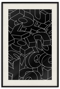 Plakát Abeceda - černobílá kompozice vyplněná prostorovými písmeny