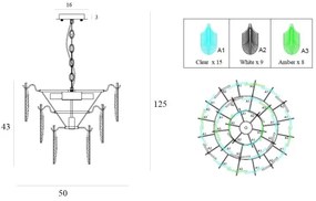 MAXLIGHT P0417 - Lustr na řetězu ARWENA 7xE14/40W/230V pr. 50 cm zlatá