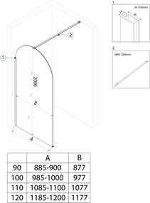 Bezrámová sprchová zástěna REA HEAVEN GOLD BRUSH 120 cm, zlatá kartáčovaná/transparent - bez vaničky