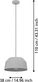 Eglo 900379 - Lustr na lanku CONTRISA 1xE27/40W/230V pr. 38 cm