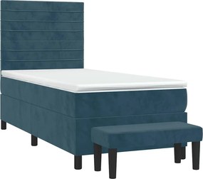 Box spring postel s matrací tmavě modrá 80 x 200 cm samet 3137873