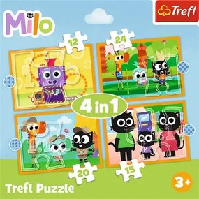 Trefl - Puzzle - Milo 4v1 / 12|15|20|24 dílků / 28.5 x 20.5 cm / věk 7