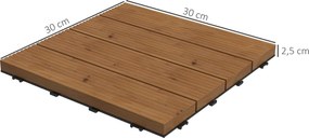 Outsunny Terasové dlaždice - Latě - Sada 12 ks, Max. plocha 1,08 m² - vzájemně propojené, velmi snadná instalace, rozměr 30 x 30 cm | Aosom