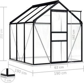 Skleník s podkladovým rámem antracitový hliník 3,61 m²