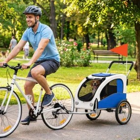 PawHut 2-v-1 přívěs pro psy na kolo Skládací psí kočárek pro malé a střední psy do 20 kg, světle šedý