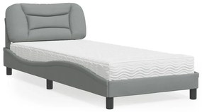 Postel s matrací Hvar světle šedá 90 x 190 cm textil 3208499