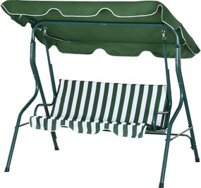 Outsunny Hollywood houpací lavice, 3-místná zahradní houpačka, houpačka s nastavitelným slunečníkem, ocelový rám, zelená 170 x 110 x 153 cm | Aosom