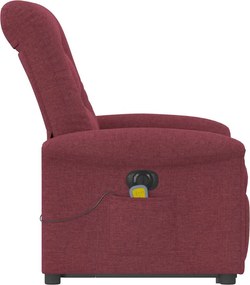 Elektrické zvedací masážní polohovací křeslo vínové textil 3303287
