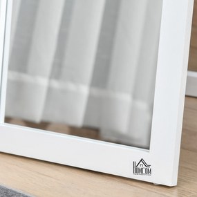 HOMCOM Zrcadlo v plné délce, 154 x 37 cm se stojanem, Podlahové zrcadlo do obývacího pokoje a ložnice, Bílé
