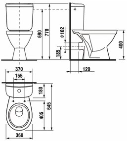WC kombi Jika UNI H8241780007873 se zadním odpadem