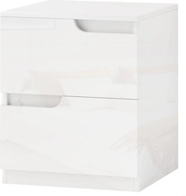 HOMCOM Moderní a minimalistická skříňka s 2 šuplíky, dřevěný dresser z dřevotřísky, 40x40x48 cm, lesklá bílá