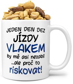 Hrnek Den bez vlaku (Náplň hrníčku: Směs slaných oříšků)