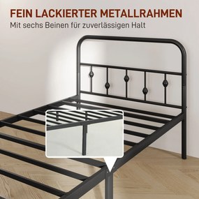 HOMCOM Rám postele pro matraci 200 x 90 cm, skládací rám postele, kovová postel vysoká 82,5 cm, kovový rám postele z kovu, do ložnice, pokoj pro host…