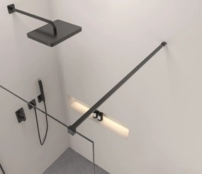 Erga Paris, sprchová zástěna Walk-In 130x200 cm, 8mm čiré sklo, černý profil, ERG-V02-PARIS-130x200-CL-BK
