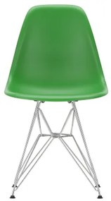 Eames Plastic Chair DSR chrom zelená černé na koberec Vitra