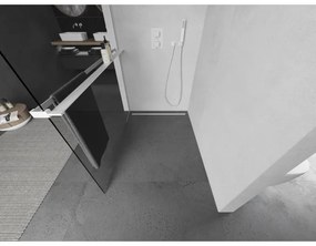 Mexen Kioto+ L, sprchová zástěna Walk-In s poličkou a věšákem 100 x 200 cm, 8mm čiré sklo, bílý profil, 800-100-123-20-00