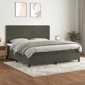 Box spring postel s matrací tmavě šedá 200x200 cm samet,  3142984