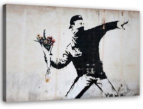 Gario Obraz na plátně Banksy chuligán hází kytici květin Rozměry: 60 x 40 cm