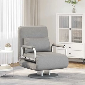 Otočné křeslo rozkládací světle šedé textil 244666