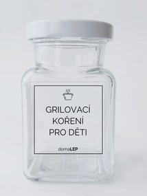 Samolepka na kořenky GRILOVACÍ KOŘENÍ PRO DĚTI průhledná 5 × 5 cm základní písmo