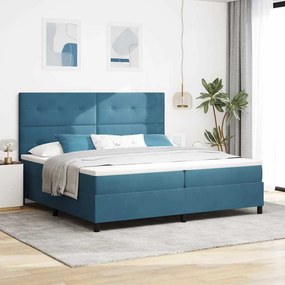Postel s boxspringem s čelo Tmavě modrá 200 x 200 cm samet 3339858