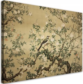 Obraz na plátně, Pták Abstrakce Chinoiserie 90x60