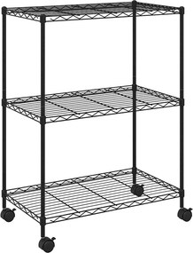 3patrový úložný regál na kolečkách 60 x 35 x 81 cm černý 150 kg 324626