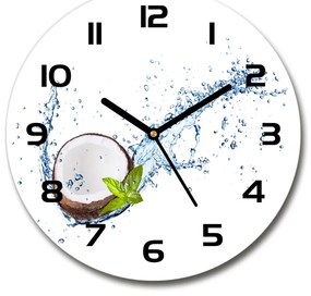 Wallmuralia Skleněné hodiny kulaté Kokos a voda fi 30 cm