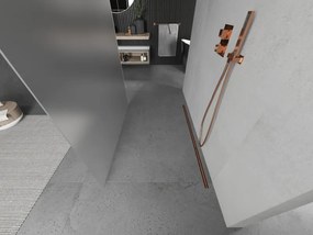 Mexen Kioto, průchozí sprchová zástěna 100 x 200 cm, 8mm sklo námraza, 2x růžové zlato stabilizační rozpěra, 800-100-002-60-30