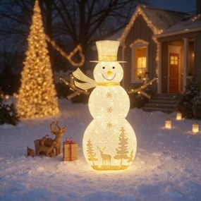 Costway 141 cm vysoký LED sněhulák vánoční dekorace s 100 teplými bílými LED