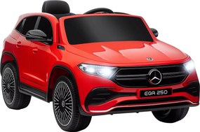 HOMCOM Dětské elektrické auto 3-8 let s licencí Mercedes Benz EQA 12V, dálkové ovládání, světlomety a klakson, 111,5x69x52,5 cm, červené a černé | Aos