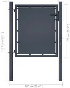 vidaXL Marketos Zahradní brána ocelová 100 x 75 cm antracitová