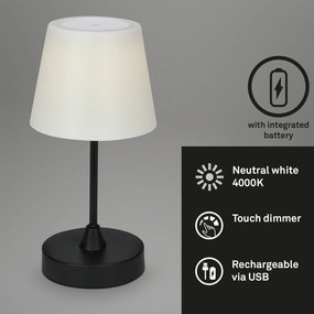 BRILO 7032415 LED venkovní stolní lampa s dotykovým vypínačem, pr.30 cm, LED modul, 3 W, 340 Lm, černá (starý kód: BRILO 7032-415) - BRILO